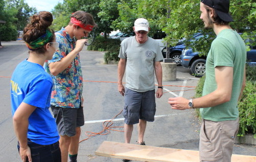 Larry, center, teaches a team about stair stringers – Sierra Service ...